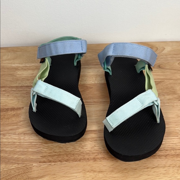 Teva | Shoes | Teva Blue And Green Sandals Comfortable Velcro Sandals ...